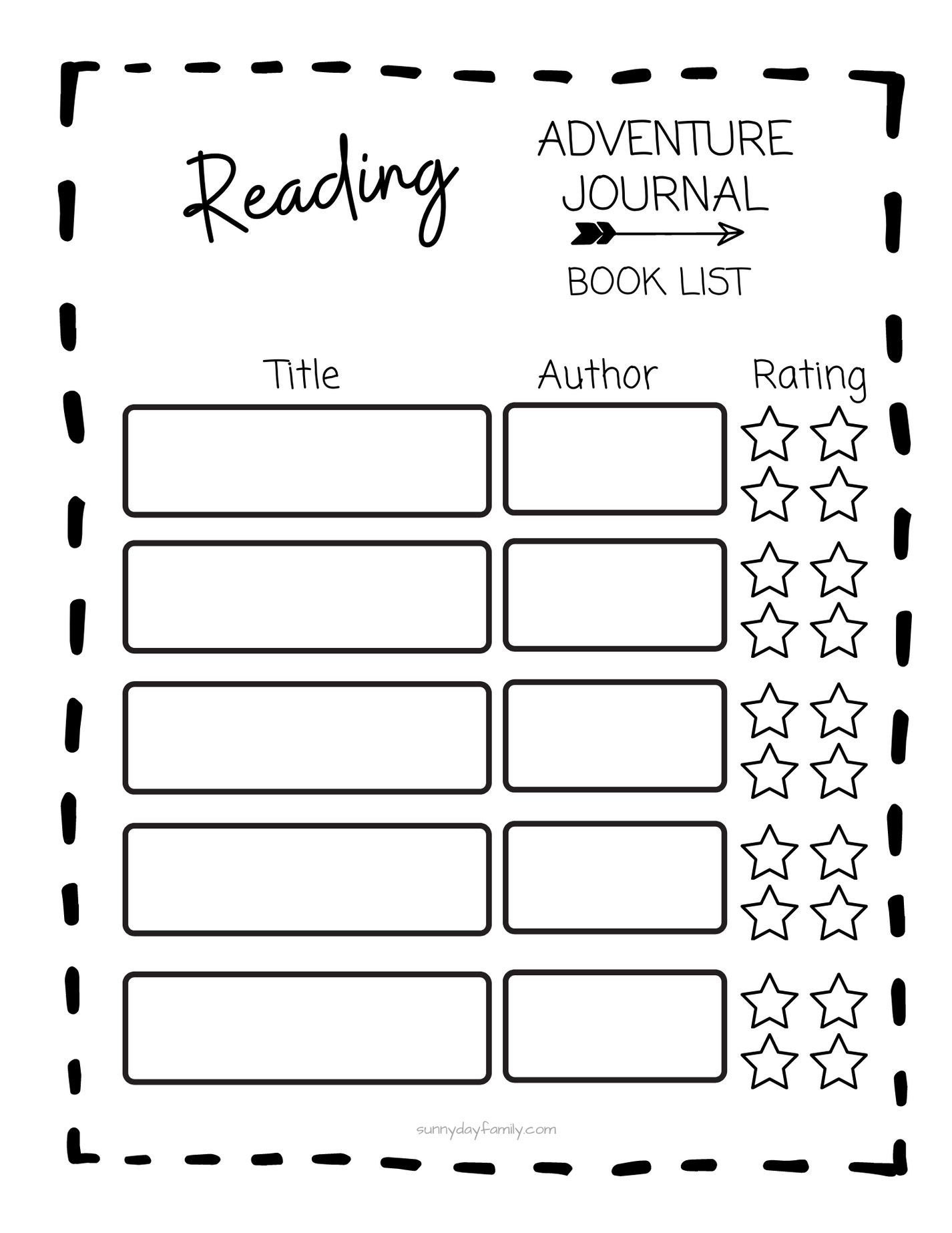 Reading Adventure Journal – sunnydayfamily