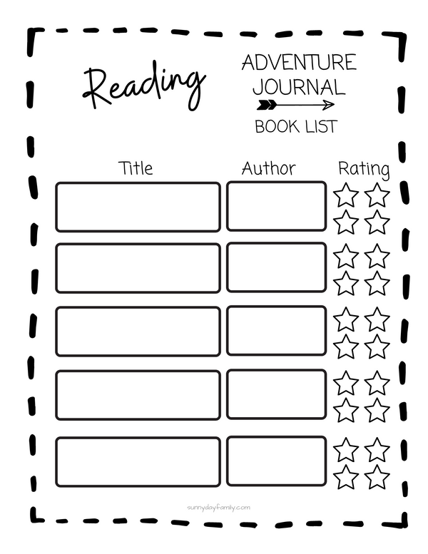 Reading Adventure Journal – sunnydayfamily