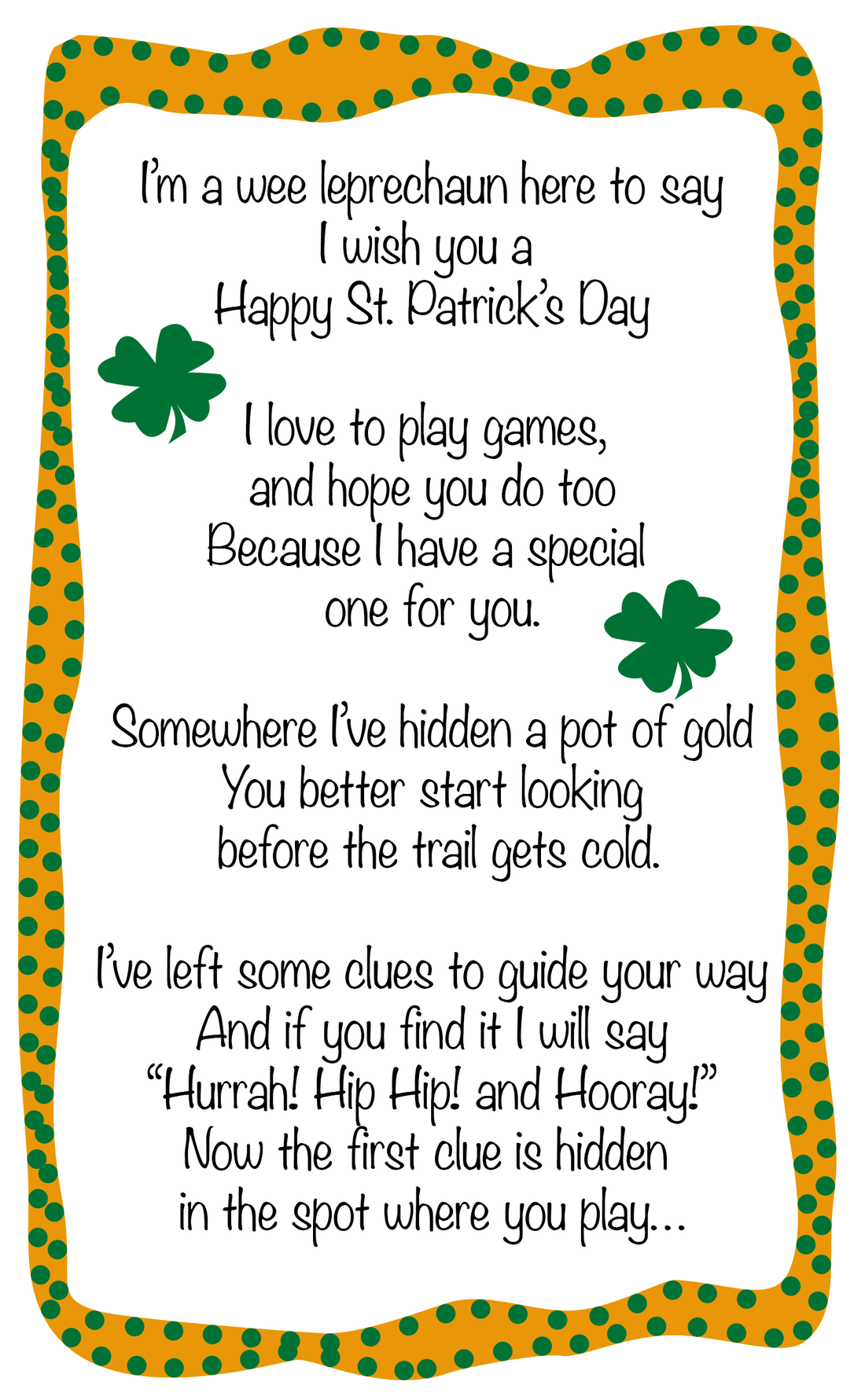 St. Patrick's Day Scavenger Hunt – sunnydayfamily